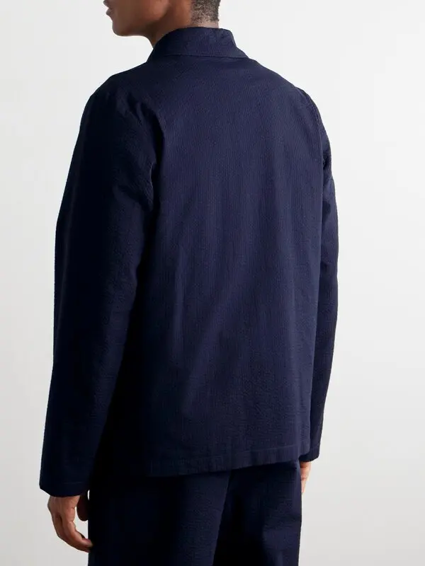 A.p.c. Cotton-seersucker Overshirt - Blue