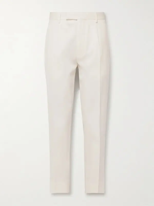 Zegna Slim-fit Pleated Cotton And Wool-blend Twill Trousers
