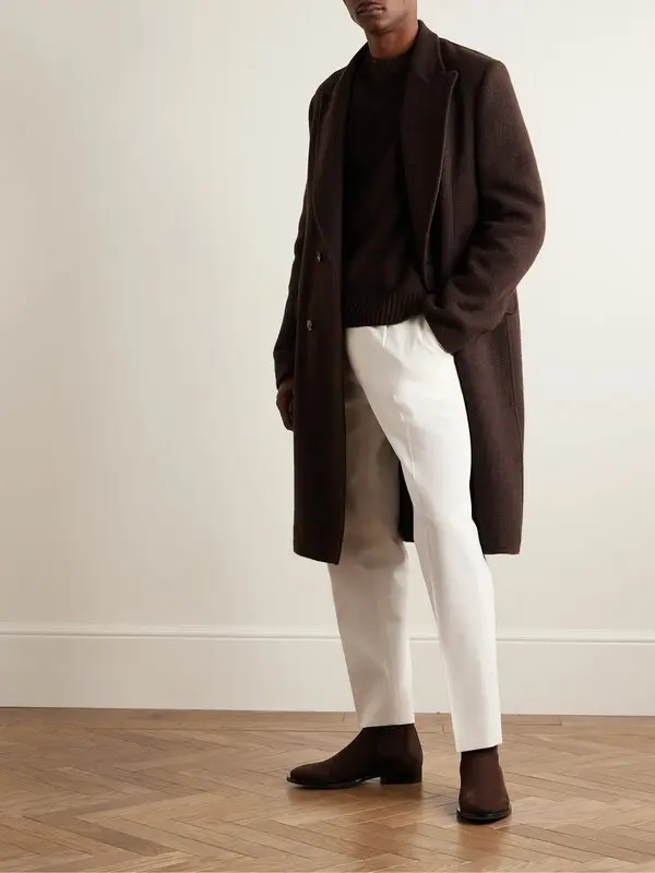 Zegna Slim-fit Pleated Cotton And Wool-blend Twill Trousers