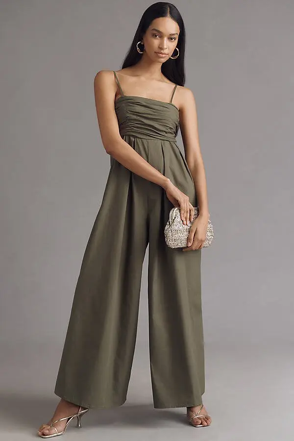 HUTCH Mabel Sleeveless Wide-leg Jumpsuit - Olive