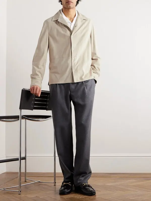 Brunello Cucinelli Camp-collar Suede Shirt