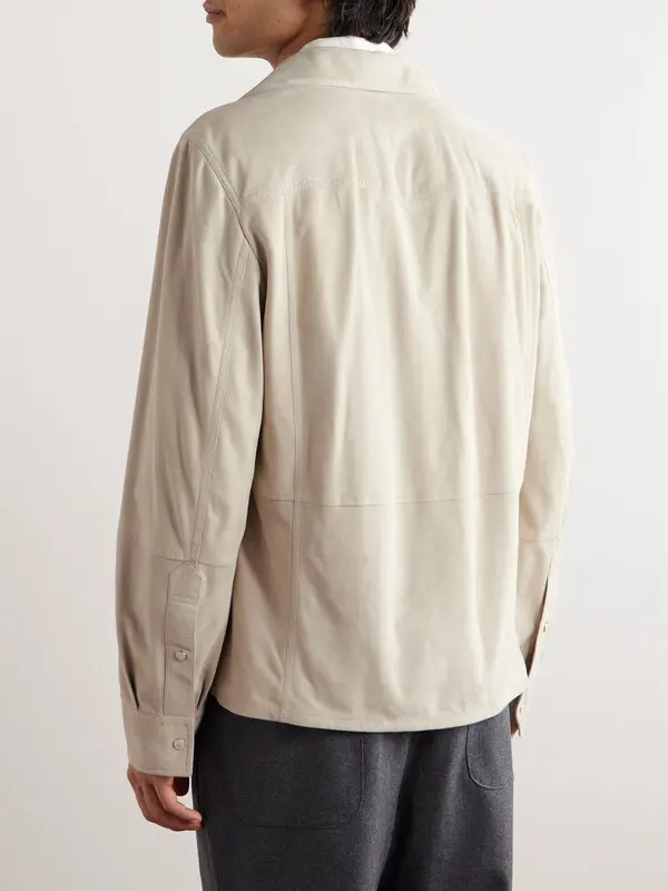 Brunello Cucinelli Camp-collar Suede Shirt