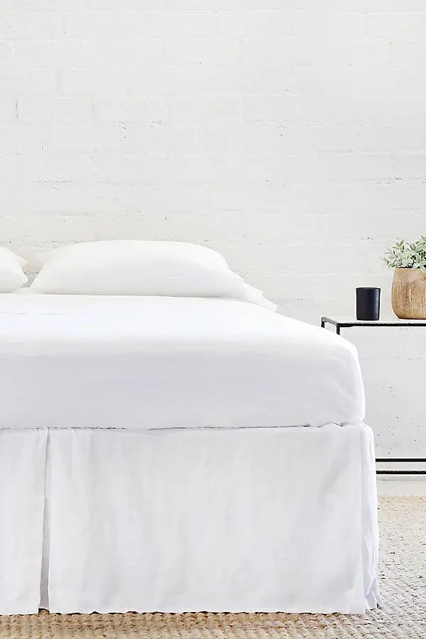 POM POM AT HOME Pleated Linen Bed Skirt - White