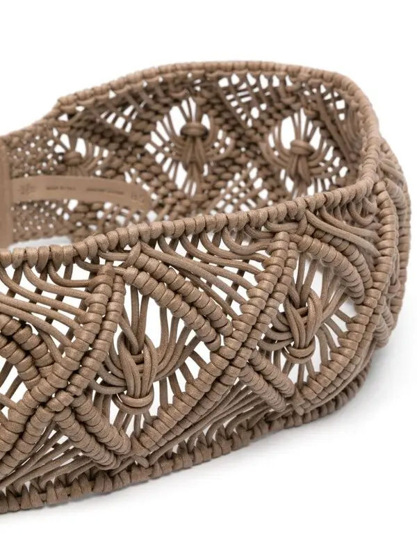 Eleventy Braided Leather Belt - Neutrals