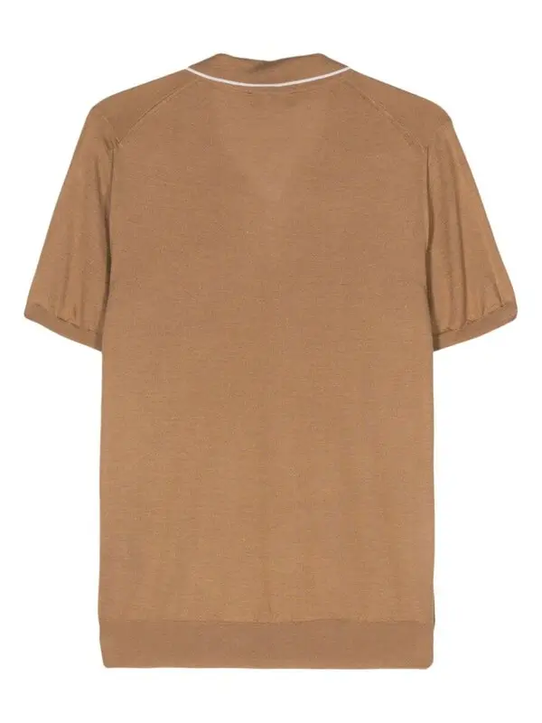 Fedeli Wave Fine-knit Polo Shirt - Brown