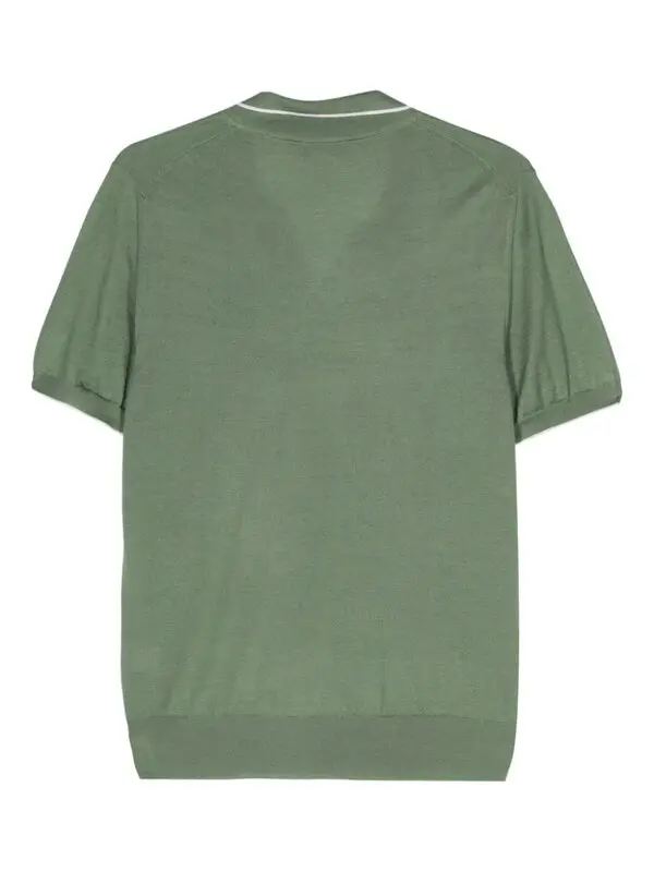 Fedeli Wave Fine-knit Polo Shirt - Green