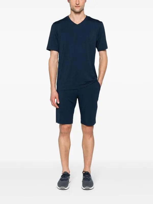 Hanro V-neck Mélange-effect T-shirt - Blue