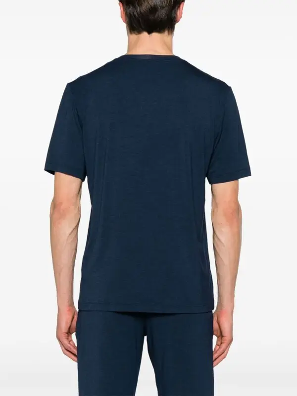 Hanro V-neck Mélange-effect T-shirt - Blue