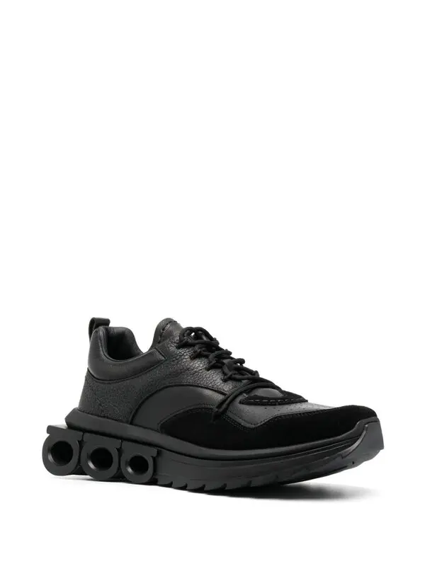 FERRAGAMO Running Leather Sneakers - Black