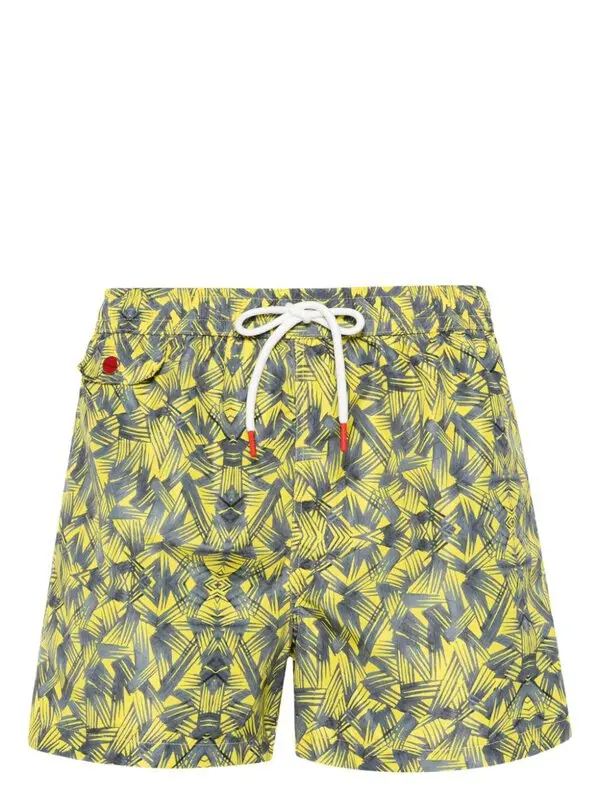 Kiton Graphic-print Swim Shorts - Yellow