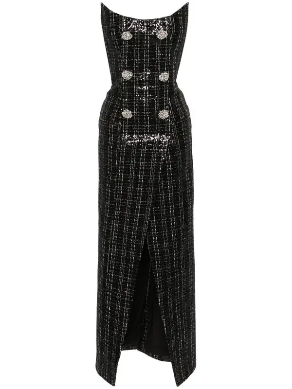 Balmain Sequinned Tweed Gown