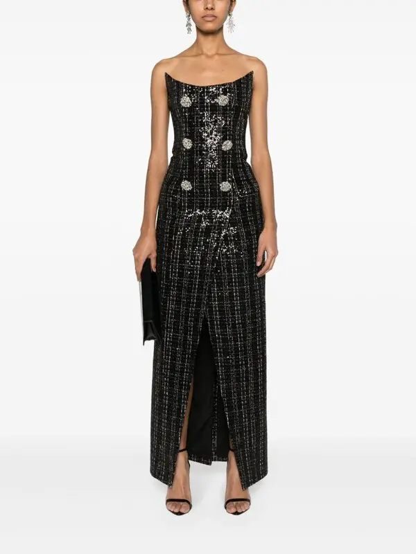 Balmain Sequinned Tweed Gown