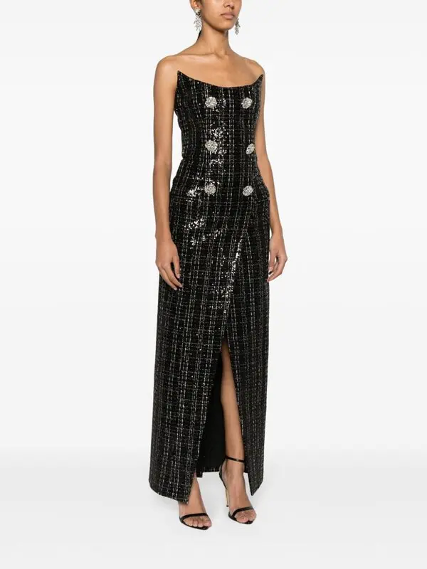 Balmain Sequinned Tweed Gown