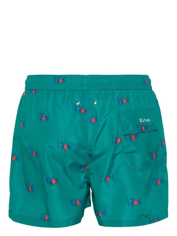 Kiton Logo-print Swim Shorts - Green