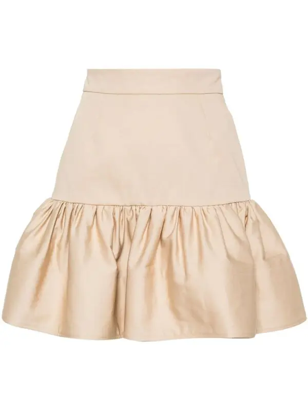 PATOU Ruffled Cotton Miniskirt - Neutrals