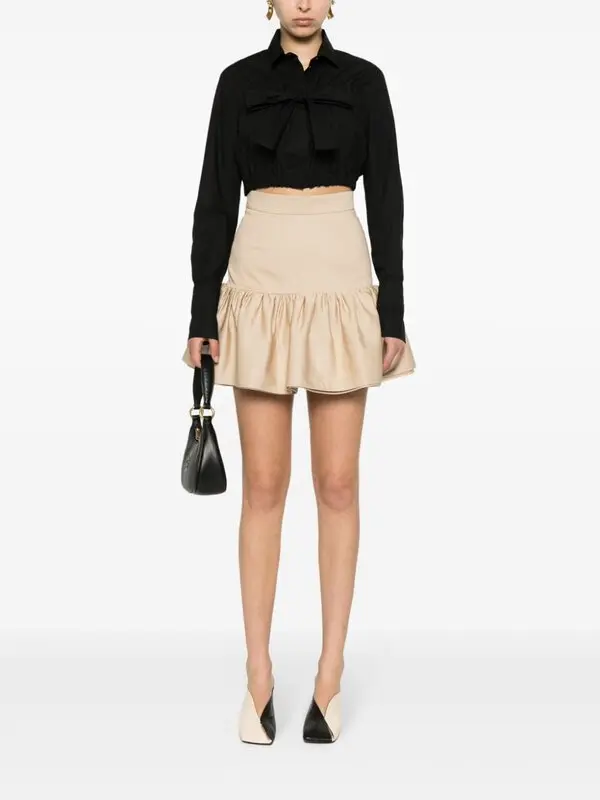 PATOU Ruffled Cotton Miniskirt - Neutrals