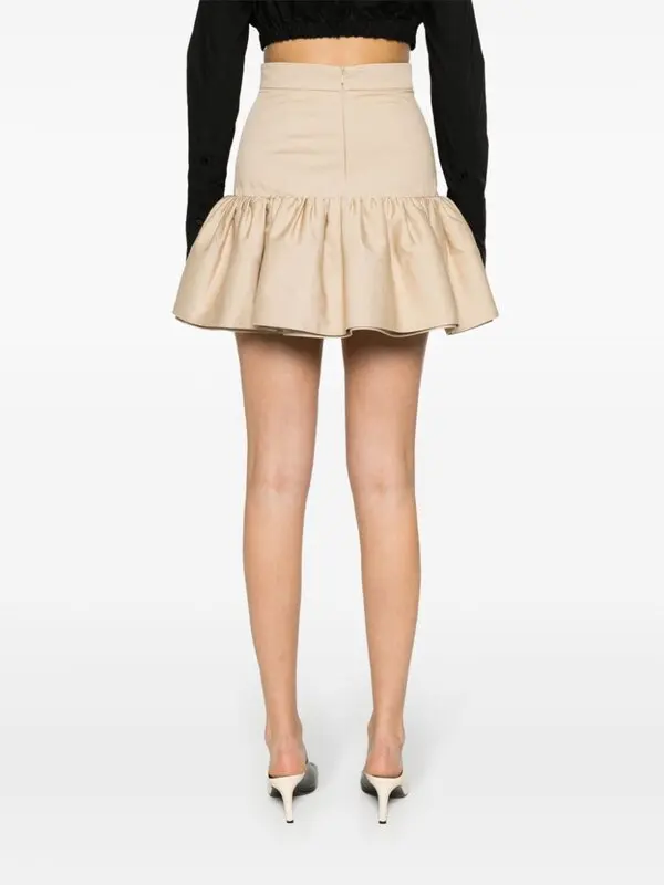PATOU Ruffled Cotton Miniskirt - Neutrals