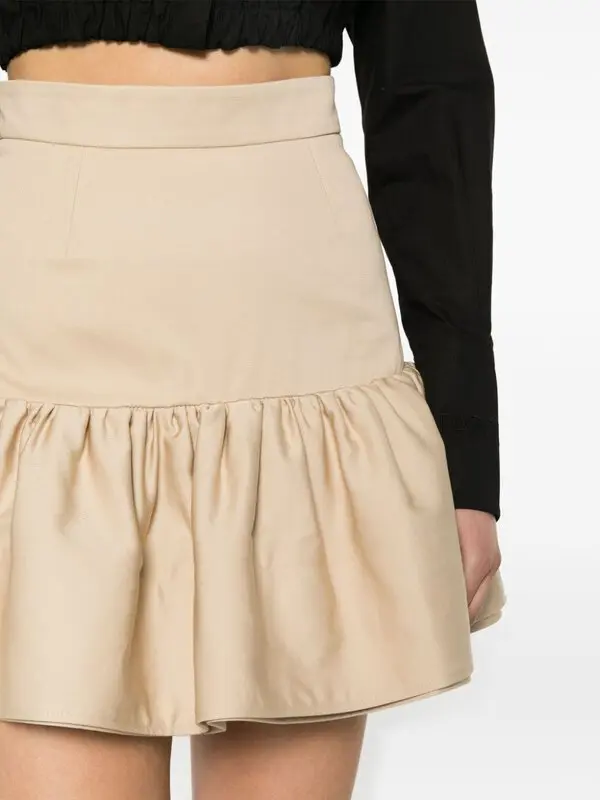 PATOU Ruffled Cotton Miniskirt - Neutrals