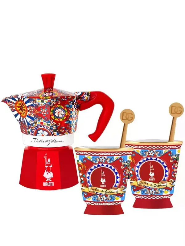 Dolce & Gabbana X Bialetti Moka Express Art-déco Coffee Maker Set - Red