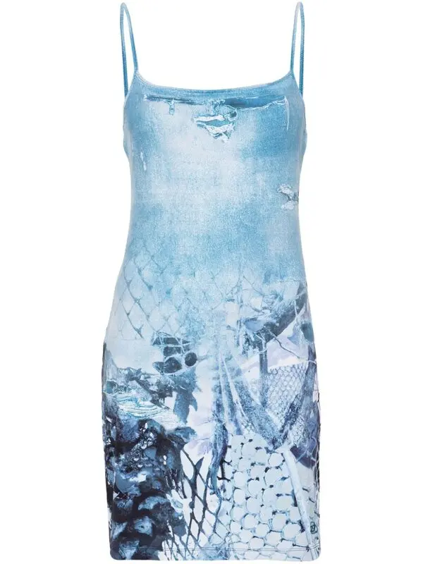 DIESEL® Abstract Print Mini Dress