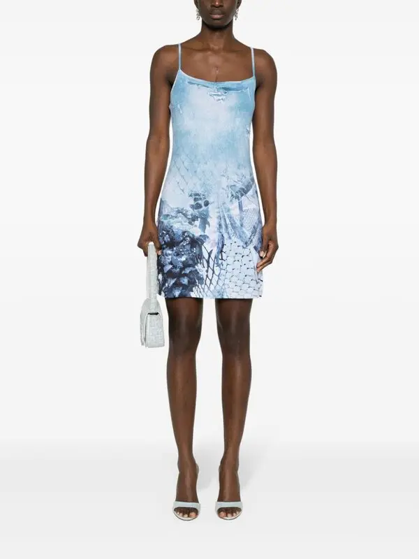 DIESEL® Abstract Print Mini Dress