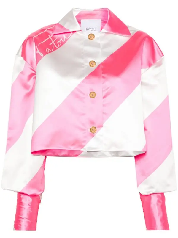 Patou Diagonal-striped Cropped Jacket - Pink