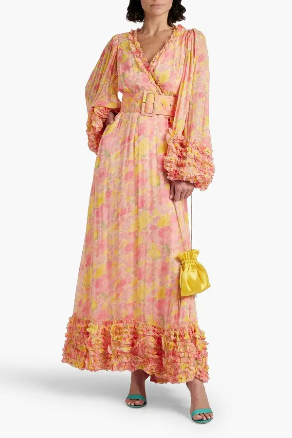 bytimo pink dress Bytimo  Chiffon V-Neck Dress  Dresses  Floral / Pink