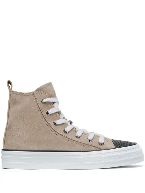 Brunello Cucinelli Panelled Lace-up Sneakers - Brown