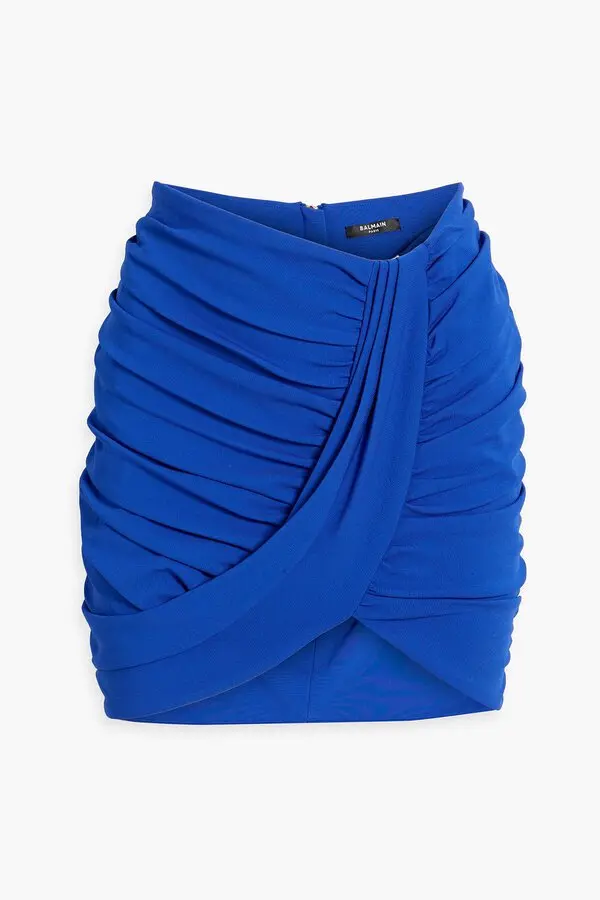 Balmain Ruched Jersey Mini Skirt - Cobalt Blue