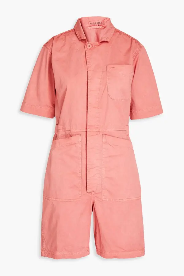 ALEX MILL Stretch-cotton Poplin Playsuit - Coral