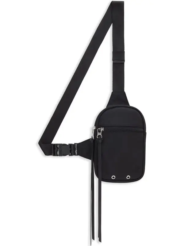 COURREGES Logo-tag Canvas Crossbody Bag - Black