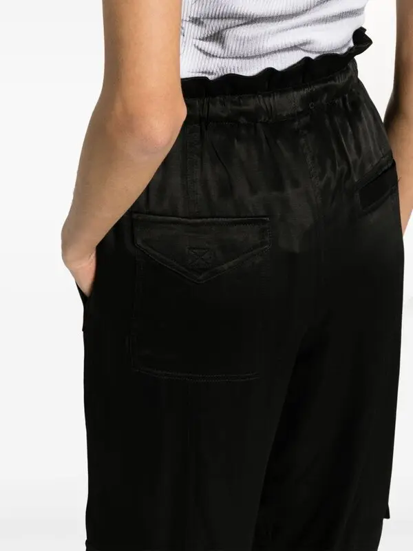 GANNI Satin Cargo Trousers - Black