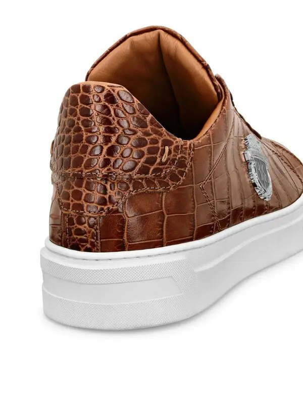 BILLIONAIRE Crocodile-effect Leather Sneakers