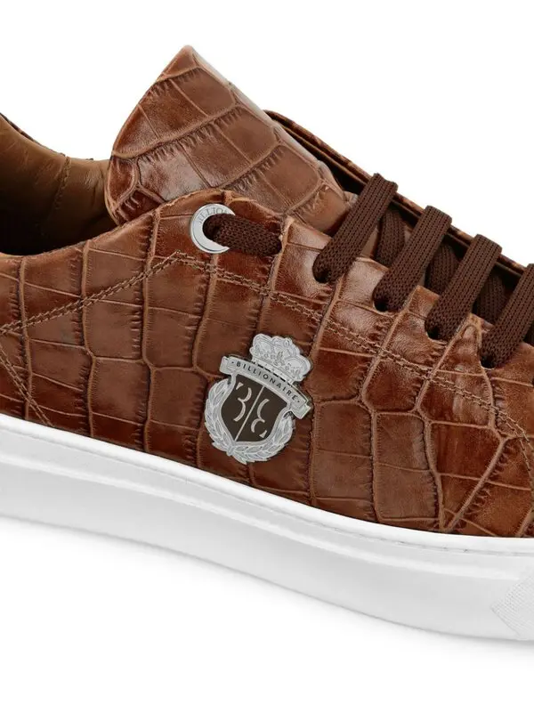 BILLIONAIRE Crocodile-effect Leather Sneakers