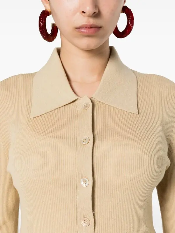 JOSEPH Ribbed Wool Polo Top