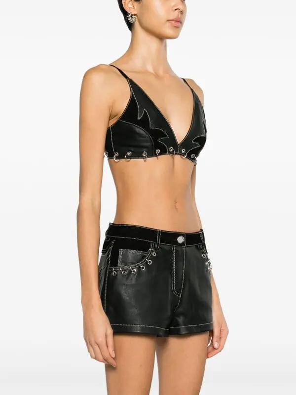 Pinko Rings-detailed Leather Bralette Top