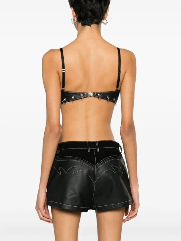 Pinko Rings-detailed Leather Bralette Top