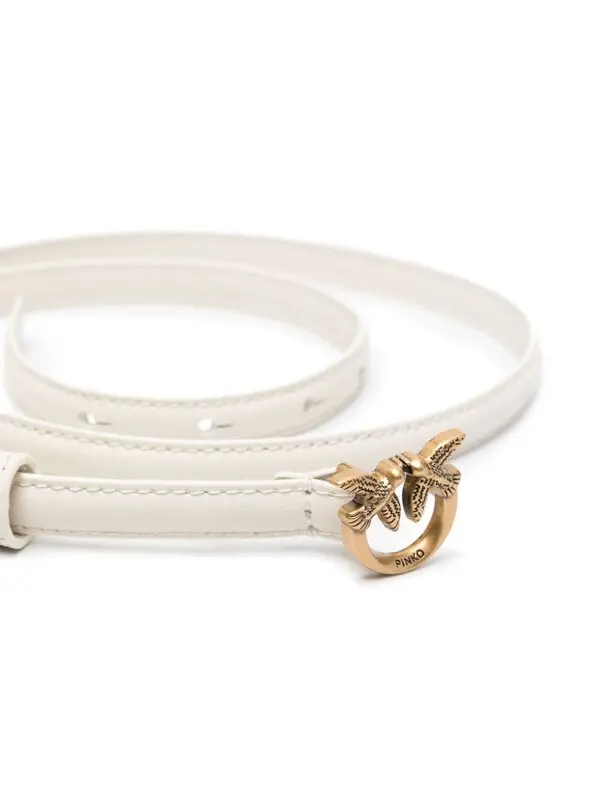 Pinko Logo-buckle Leather Belt - White