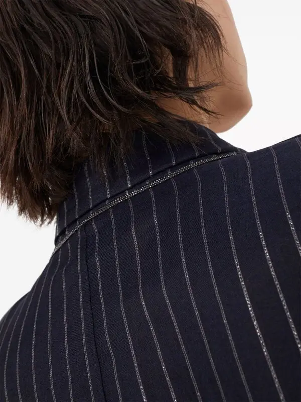 Brunello Cucinelli Pinstripe Belted Blazer