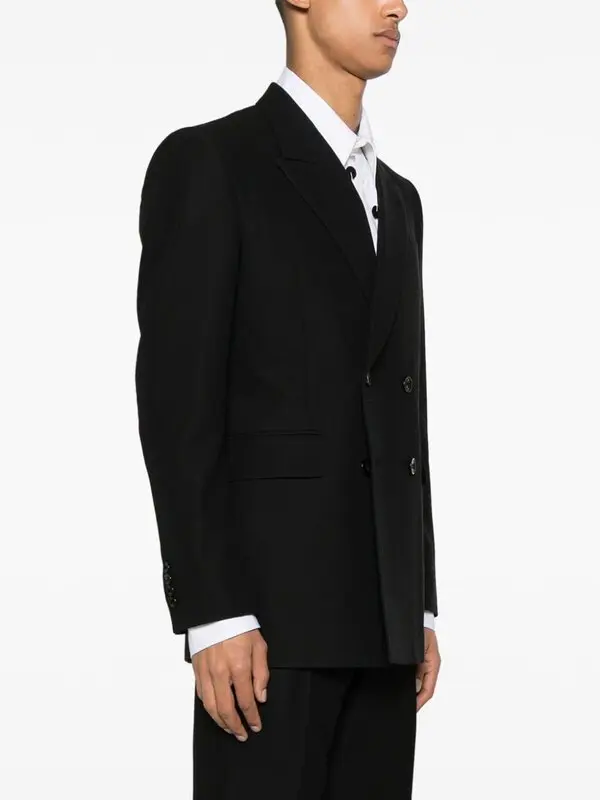 Alexander McQueen Double-breasted Cotton Blazer - Black
