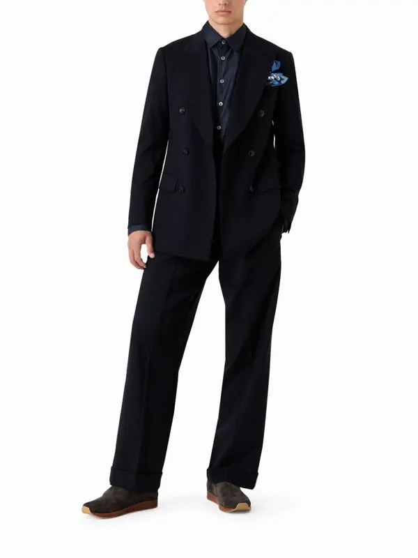 Giorgio Armani Slub-effect Cotton Shirt - Blue