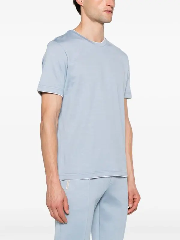 Eleventy Layered Cotton T-shirt - Blue