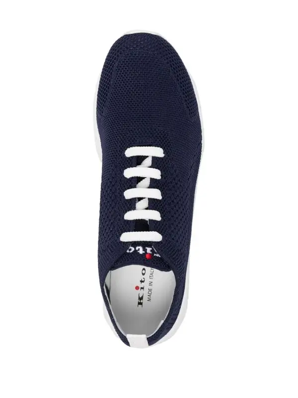 Kiton Embroidered-logo Sneakers - Blue