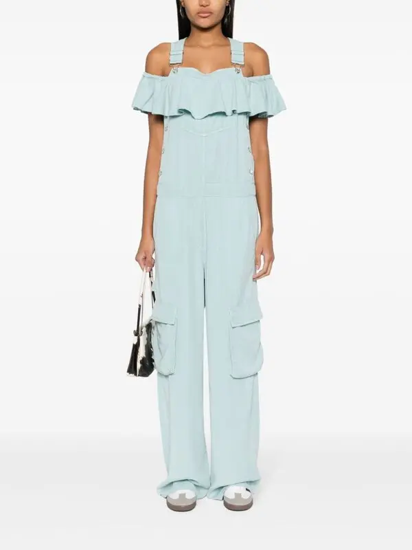 Moschino Ruffle-detail Cold-shoulder Jumpsuit