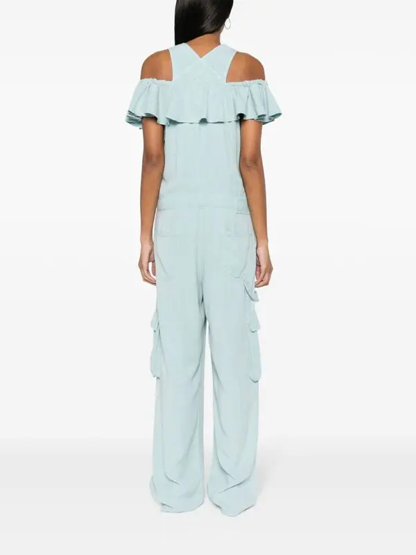 Moschino Ruffle-detail Cold-shoulder Jumpsuit