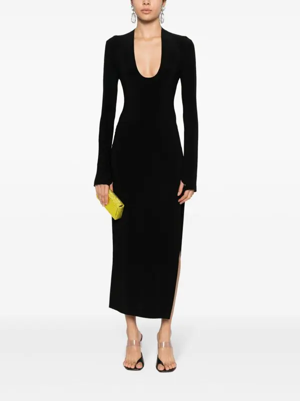 Norma Kamali U-neck Maxi Dress With Side Slit