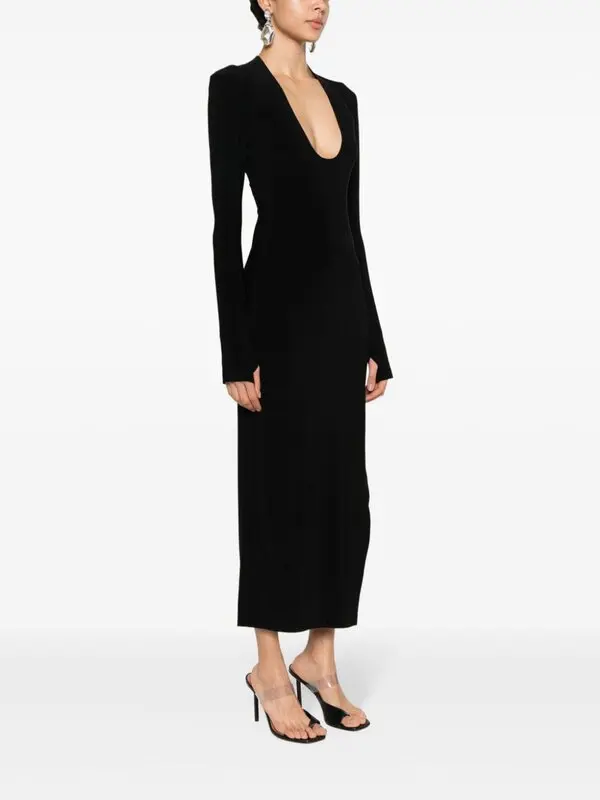Norma Kamali U-neck Maxi Dress With Side Slit