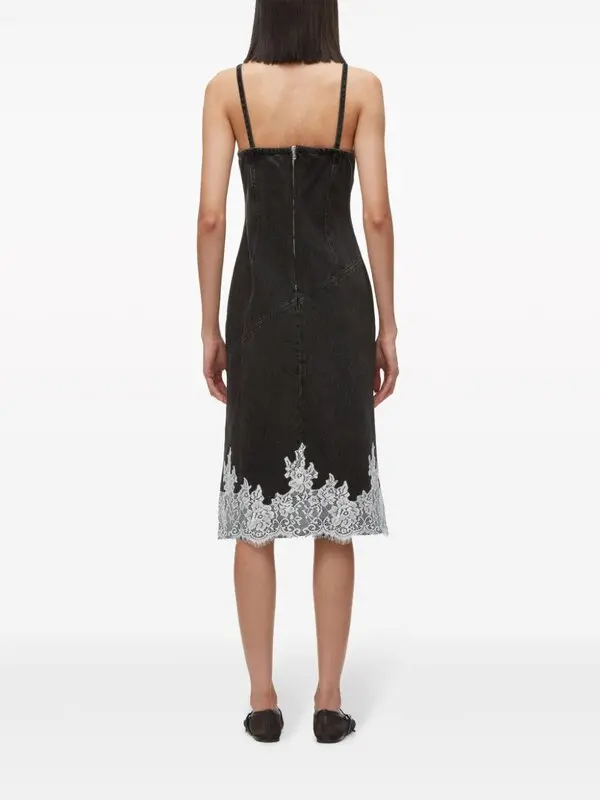 black denim slip dress LIGHTWEIGHT DENIM SLIP DRESS WITH CUT-OUT DETAILS