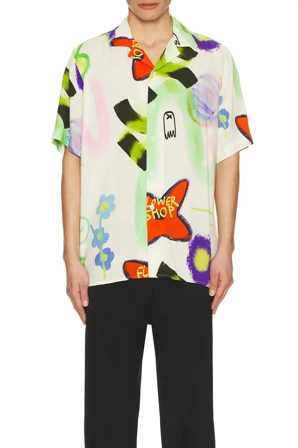 Oas Flower Shop Viscose Shirt In Ivory - Multi