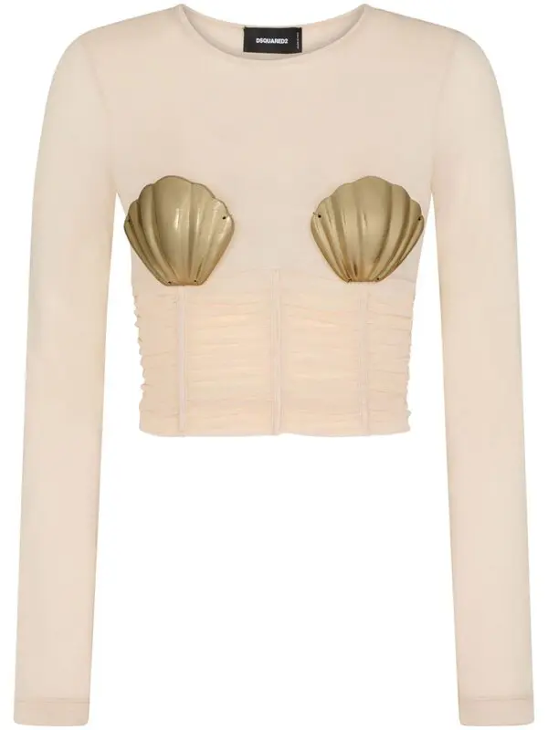 Dsquared2 Seashell-detail Cropped Top - Pink